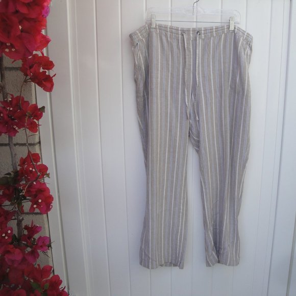 Per Se | Pants & Jumpsuits | Per Se Pants Womens Xl Striped Cotton Pull ...